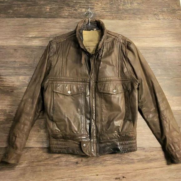 Rage | Jackets & Coats | Rage Mens Classic Brown Leather Bomber Jacket ...